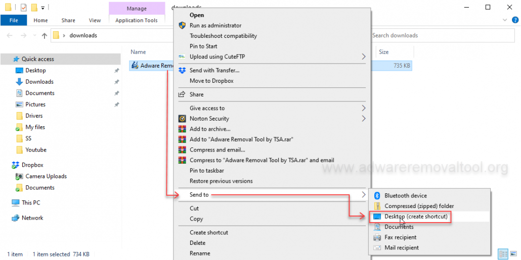 How to create a shortcut of Adware Removal Tool on Desktop - Adware ...